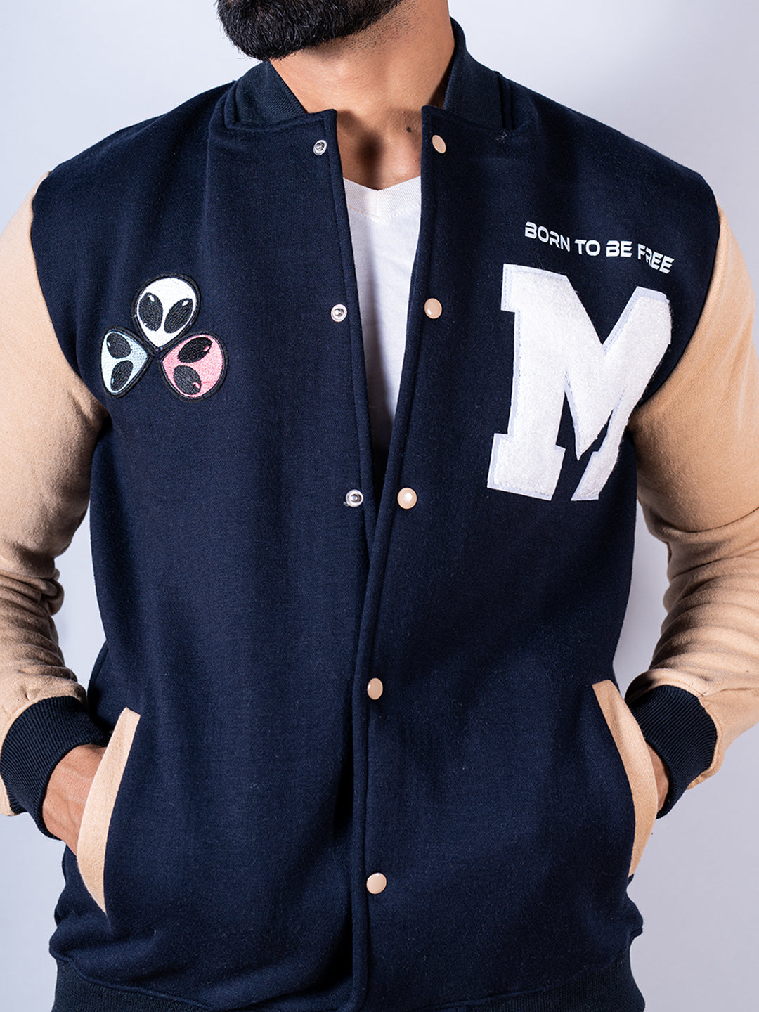 Buy Born To Be Free Alien M Blue Varsity Jacket Online | Tistabene