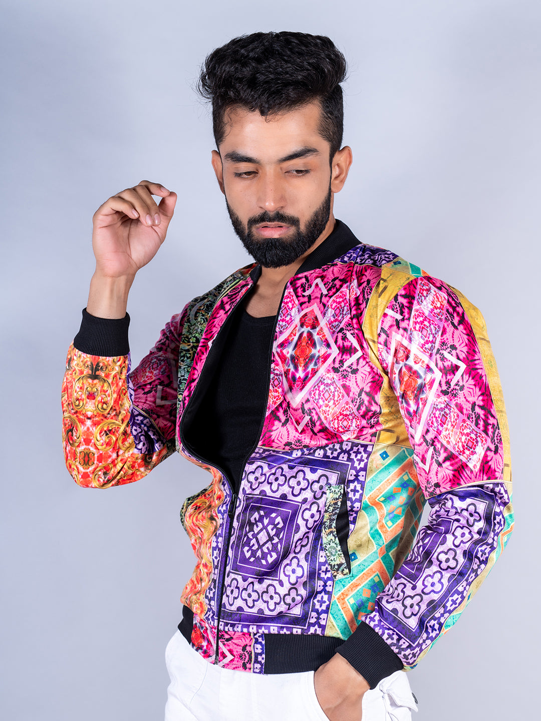 Buy Multicolor Paisley Printed Velvet Jacket Online | Tistabene