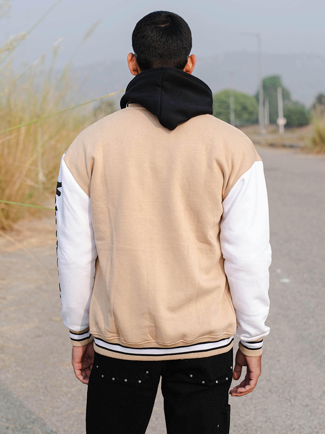 Buy Beige B Varsity Jacket Online | Tistabene - Tistabene