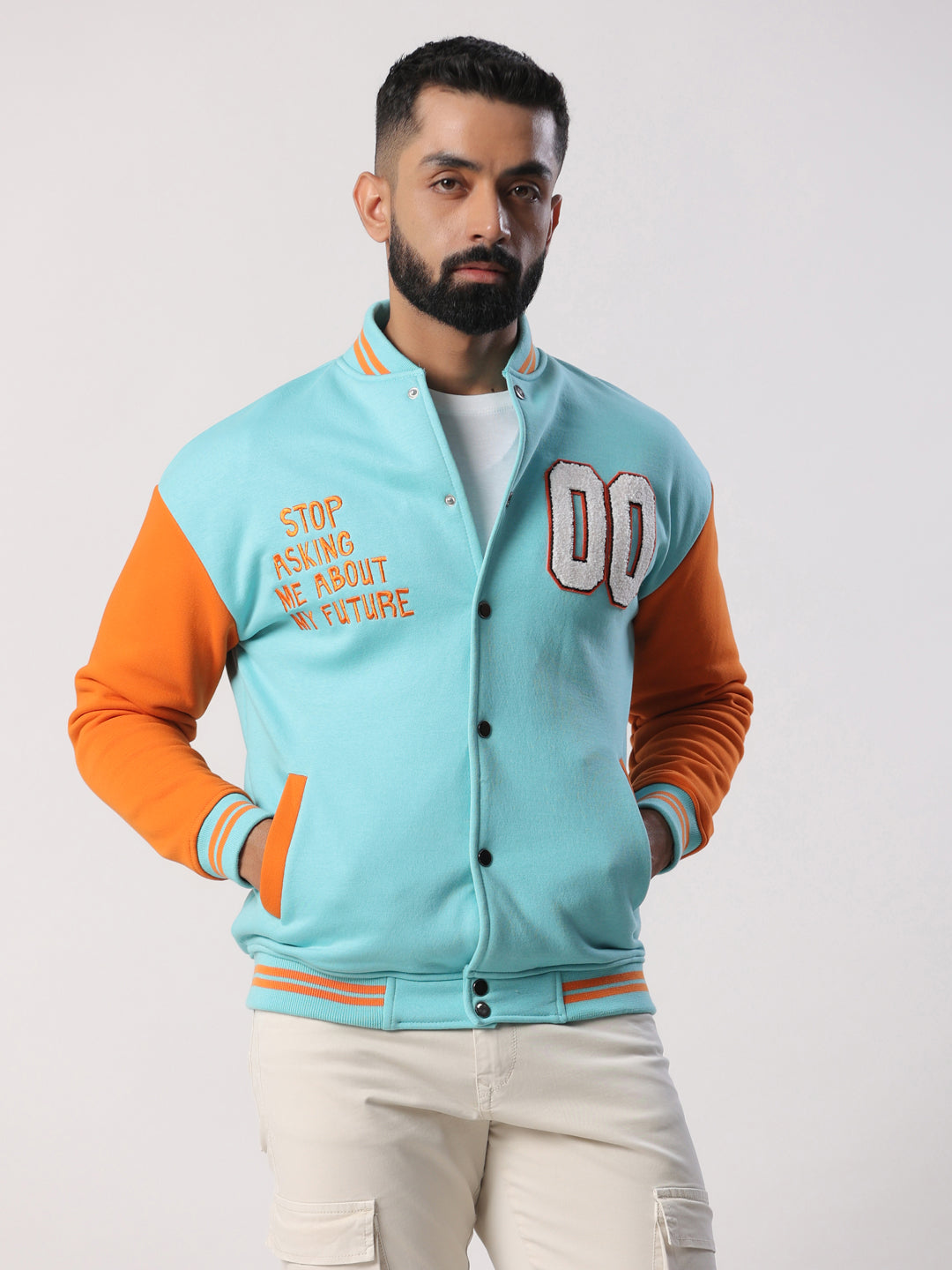Buy Sky Blue Baseball Varsity Jacket Online | Tistabene