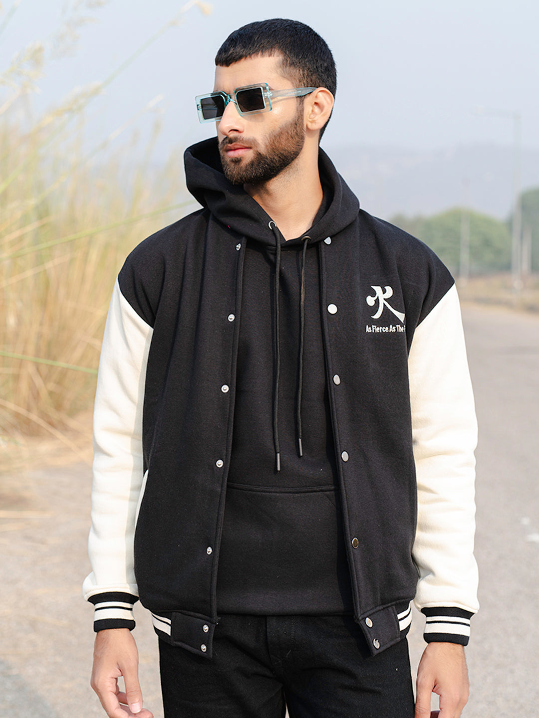 Buy Black Tokyo Printed Varsity Jacket Online | Tistabene - Tistabene