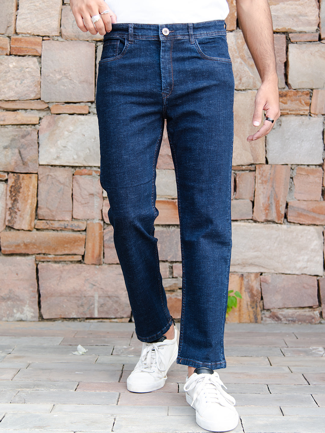Buy Dark Blue Slim Fit Denim Jeans Online | Tistabene