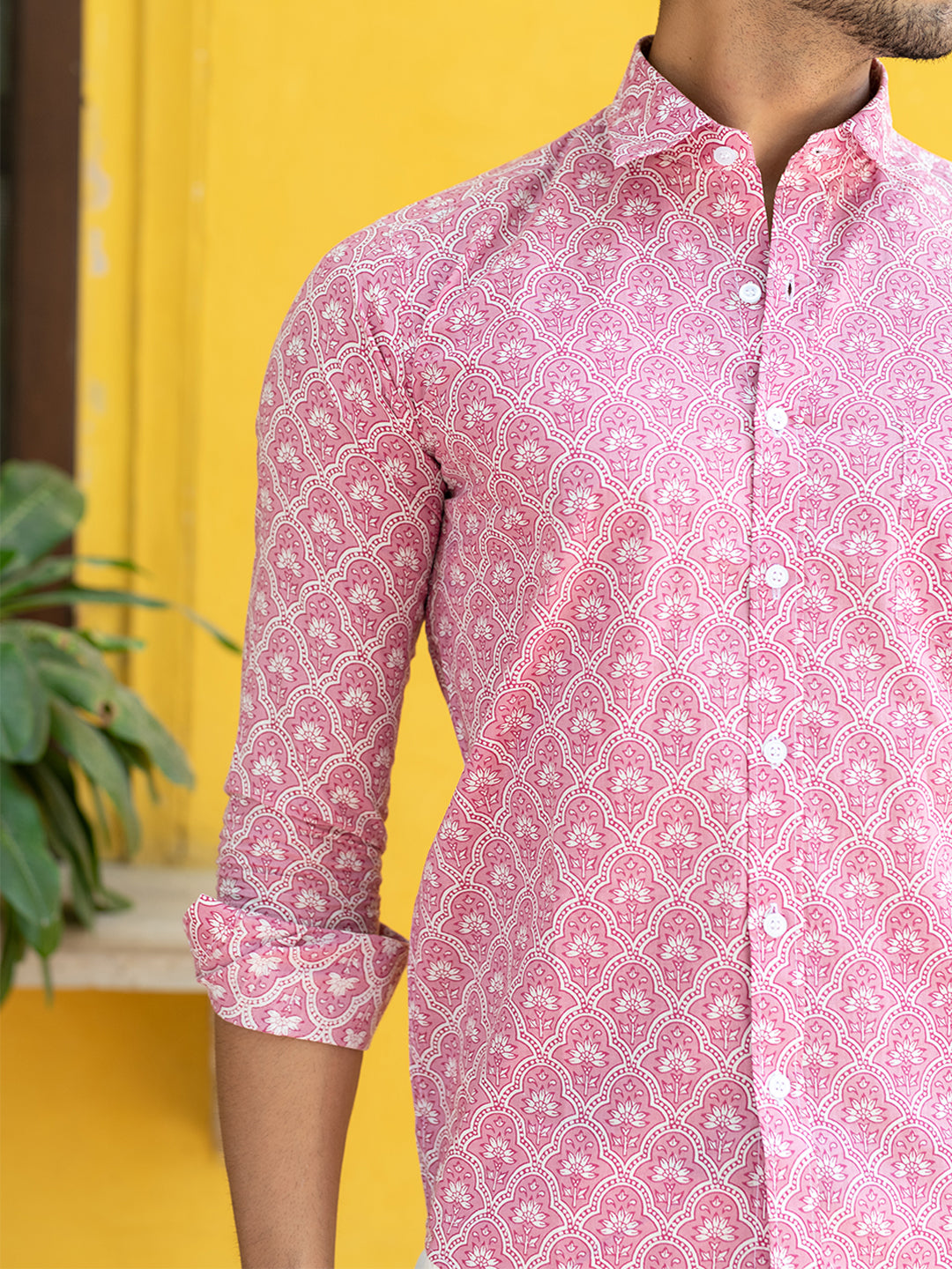 Buy Cotton Pink Jaipuri Printed Shirts For Men Online | Tistabene