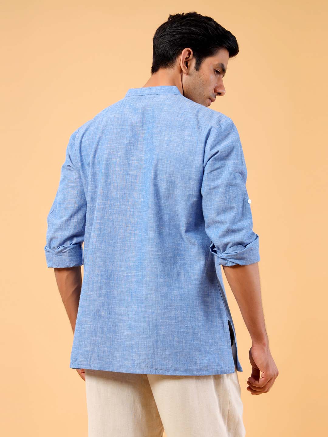 Buy Dark Blue Cotton Short Kurta Online | Tistabene