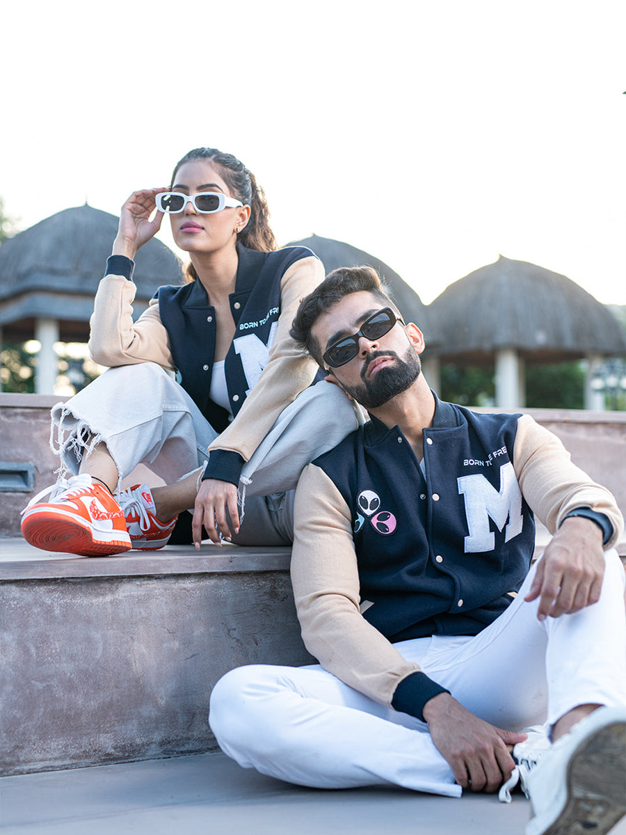 Buy Born To Be Free Alien M Blue Varsity Jacket Online At Best Prices ...