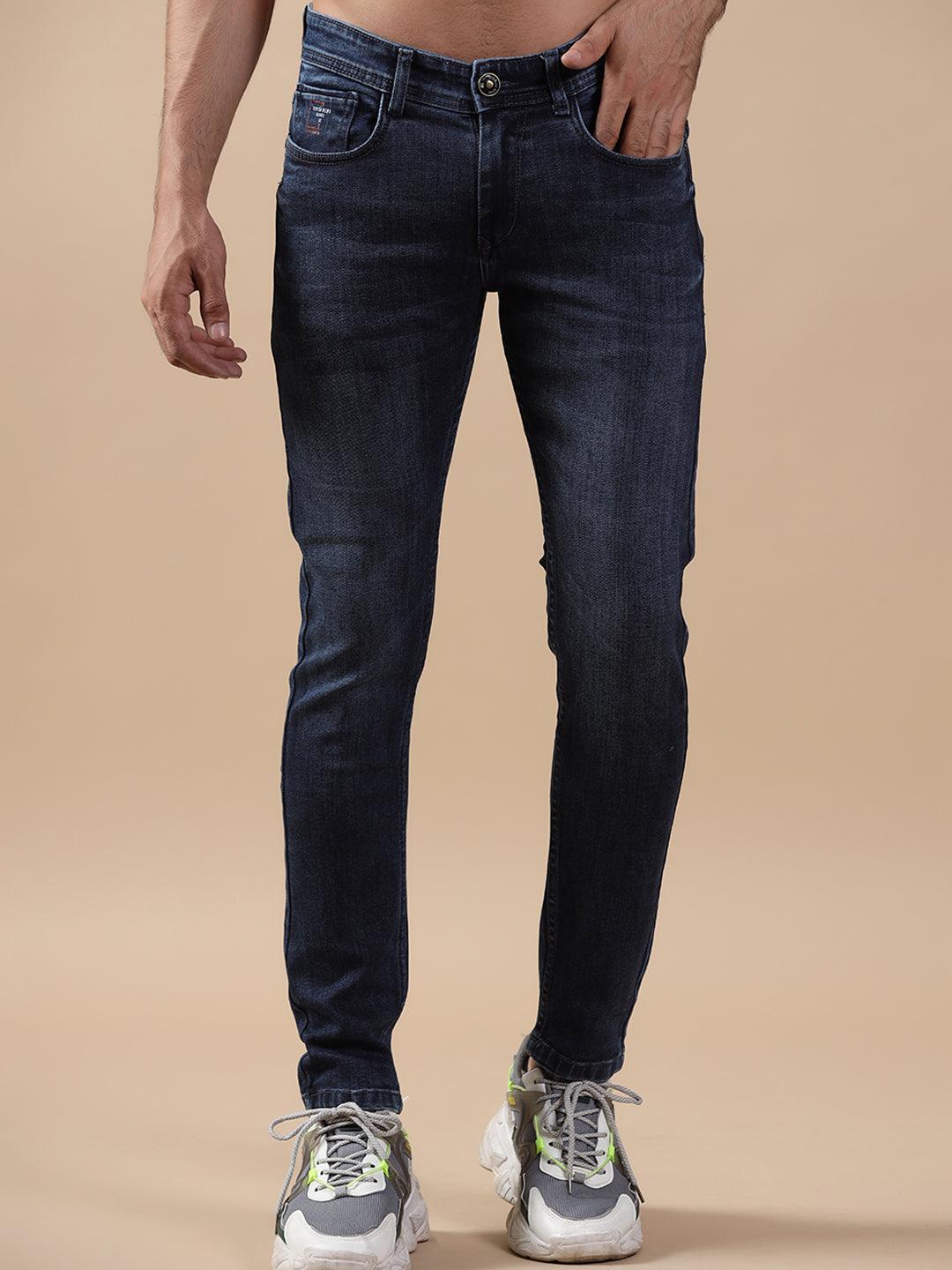 Buy Faded Dark Blue Denim Men's Jeans Online | Tistabene