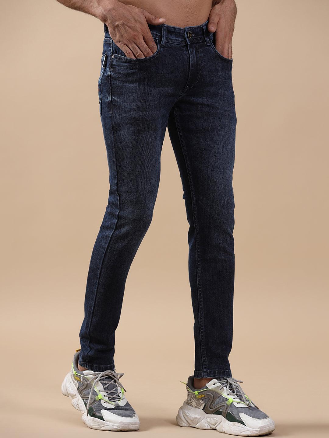 Buy Faded Dark Blue Denim Men's Jeans Online | Tistabene