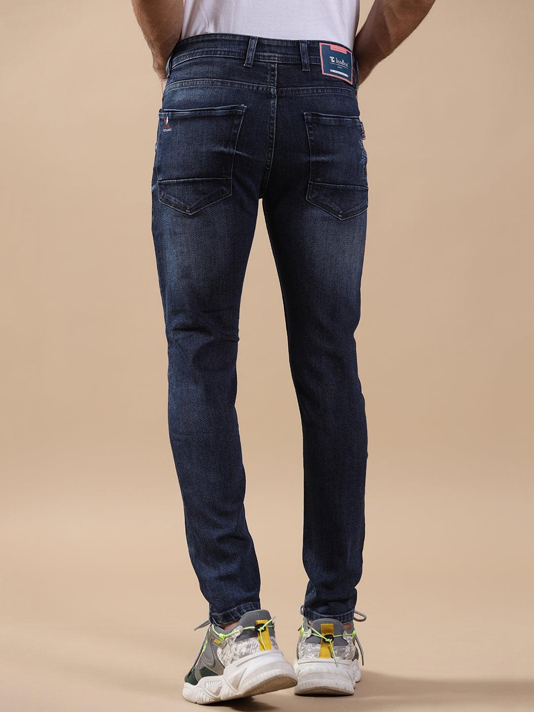 Buy Faded Dark Blue Denim Men's Jeans Online | Tistabene