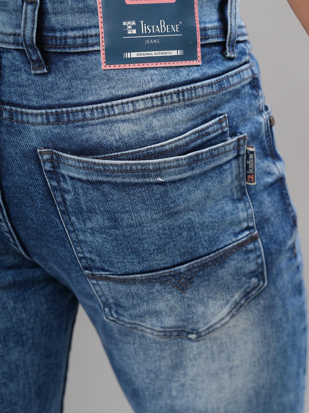 Dark Blue Denim Men's Jeans - Tistabene