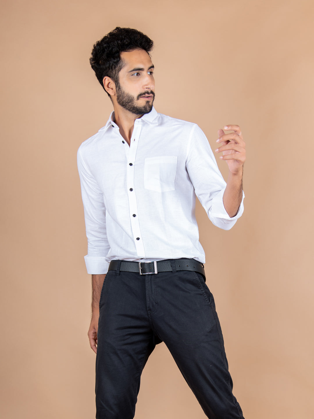 Buy White Self Designer Shirt Online | Tistabene