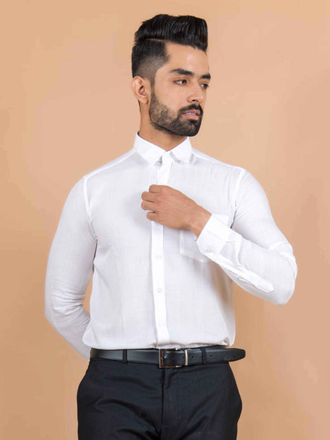Buy White Solid Cotton Shirt Online | Tistabene