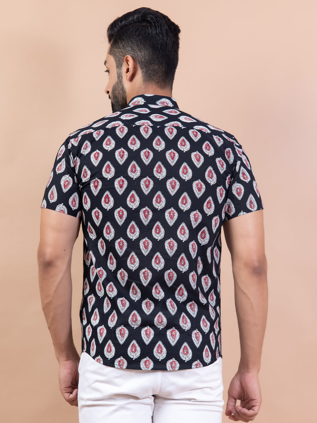 Buy Black & red Leaf printed Half shirt Online At Best Prices | Tistabene