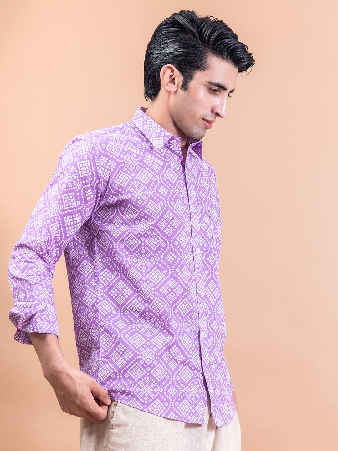 Buy Bandhani Full Sleeves Cotton Printed Shirt For Men Online | Tistabene